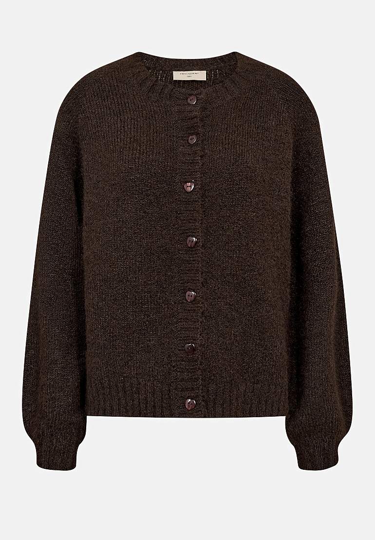 Stickad, mjuk cardigan - Mörkbrun / Melange | Cellbes