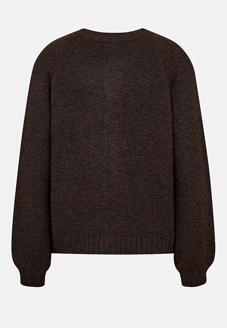 Stickad, mjuk cardigan - Mörkbrun / Melange | Cellbes