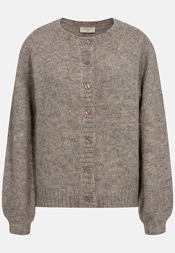 Stickad, mjuk cardigan - Mörk beige / Melange | Cellbes